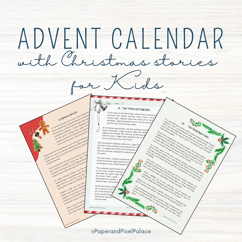 Story Advent Calendar for Kids and Adults, Christmas Printable Digital ...