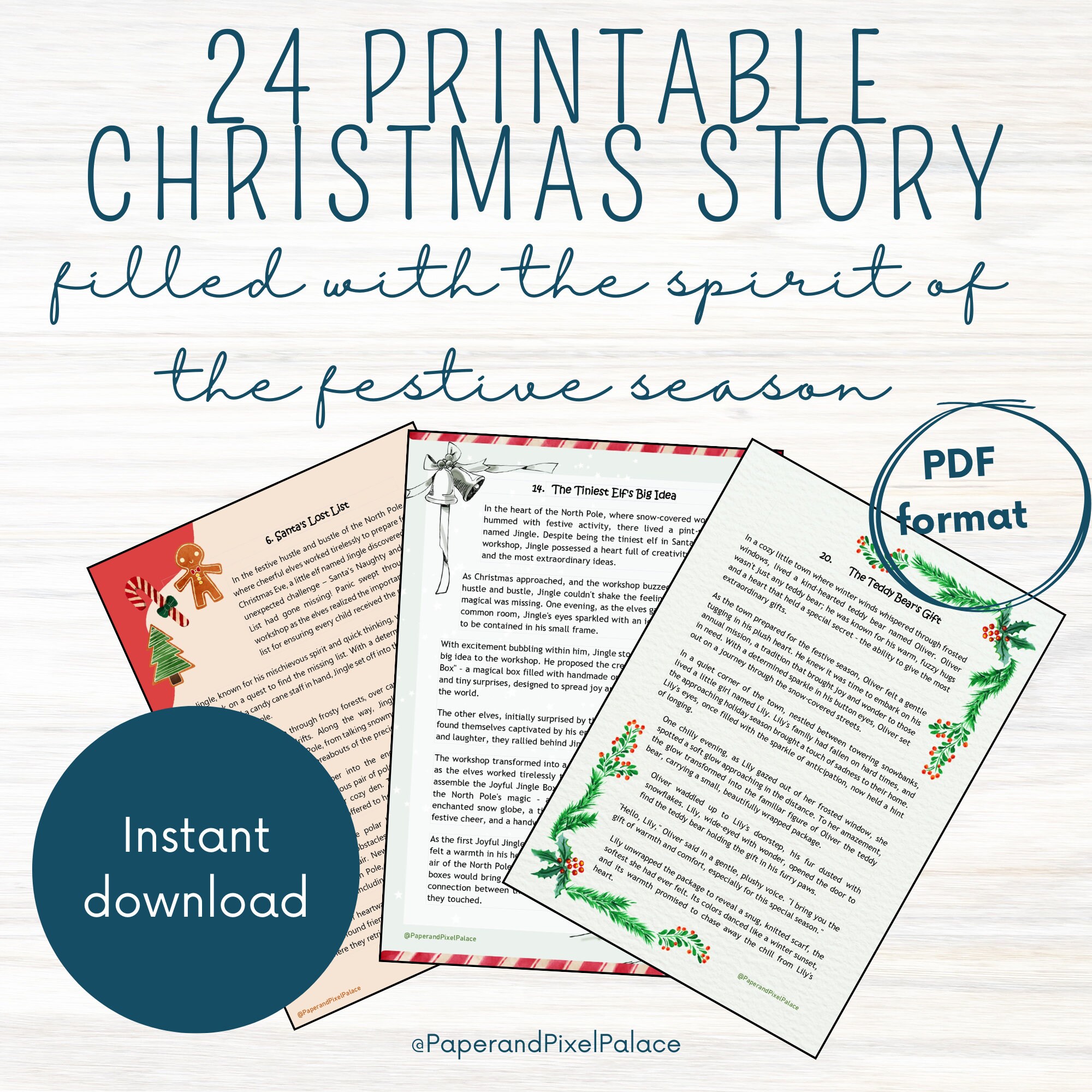 Story Advent Calendar for Kids and Adults, Christmas Printable Digital ...