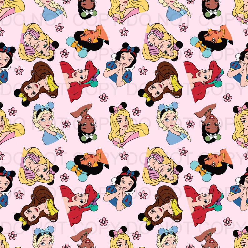 Princess With Flowers Seamless File(2 File Bundle) - Etsy