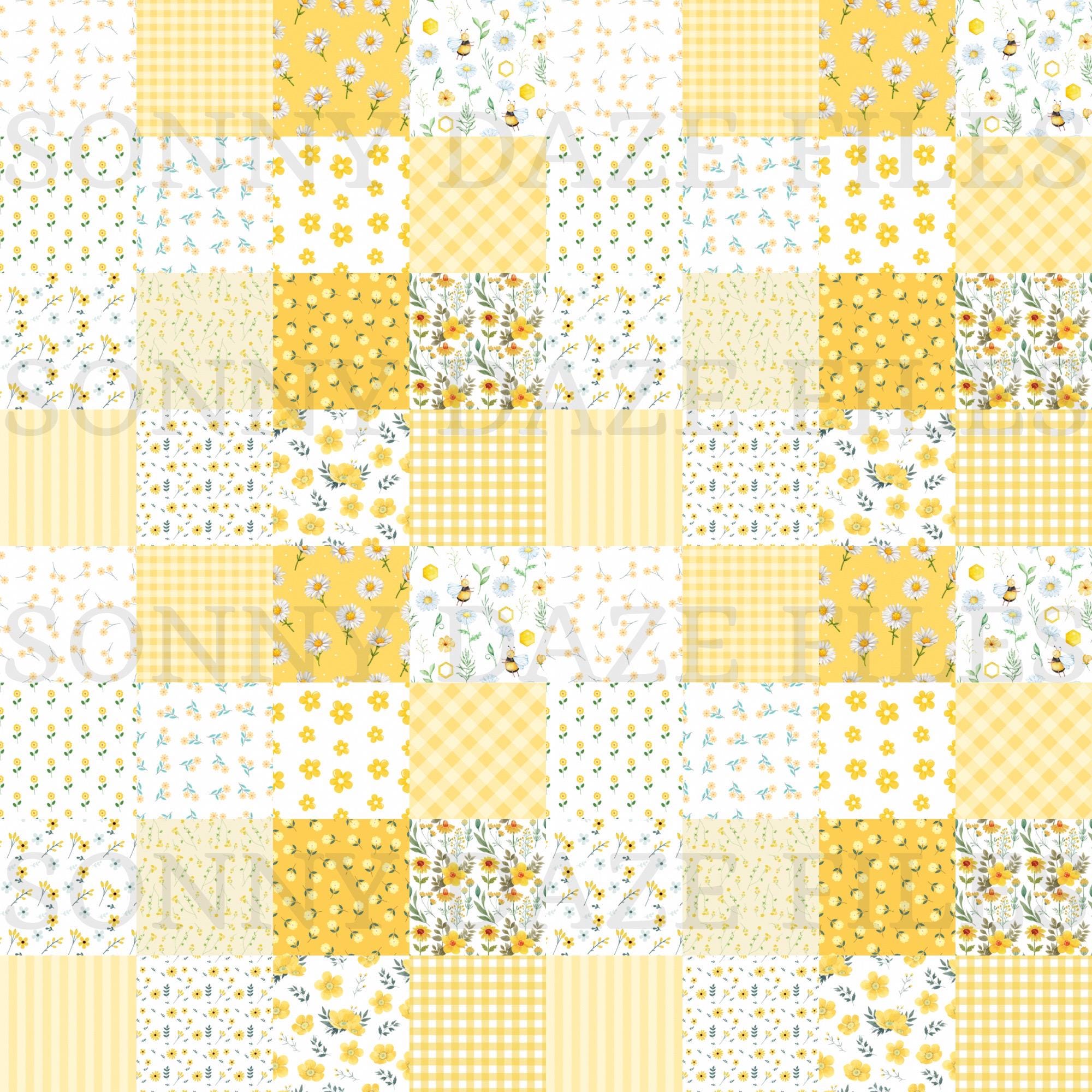 Yellow Floral Patchwork Seamless File - Etsy