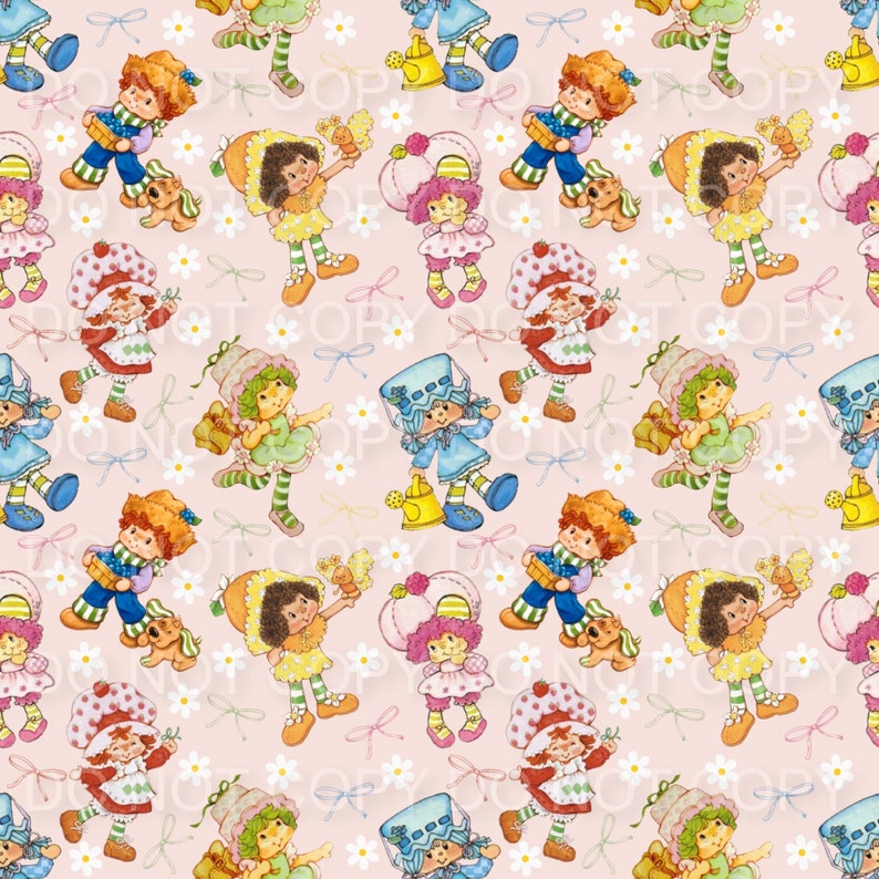 Vintage Strawberry Girl Floral Seamless File - Etsy