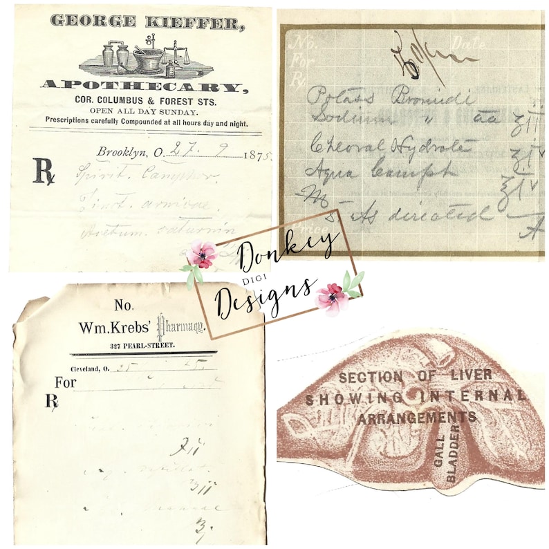 DIGITAL Medical Printable Ephemera Set, Antique Victorian, for Junk ...