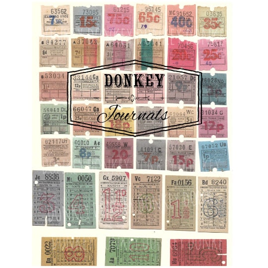 DIGITAL Vintage Tickets Printable Old Ticket Images Admit - Etsy