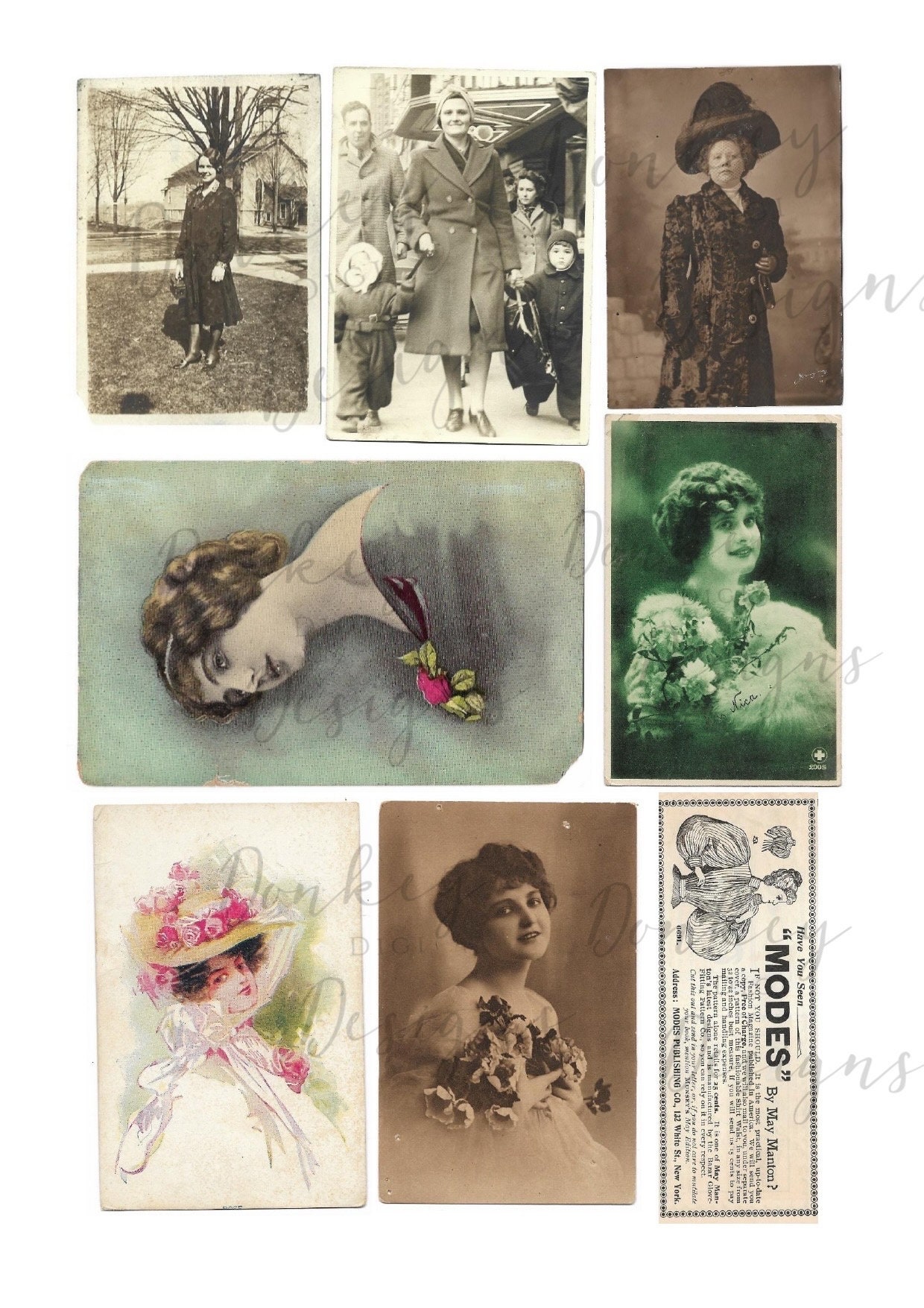 DIGITAL Ladies Printable Ephemera Set, Antique and Vintage, Victorian ...