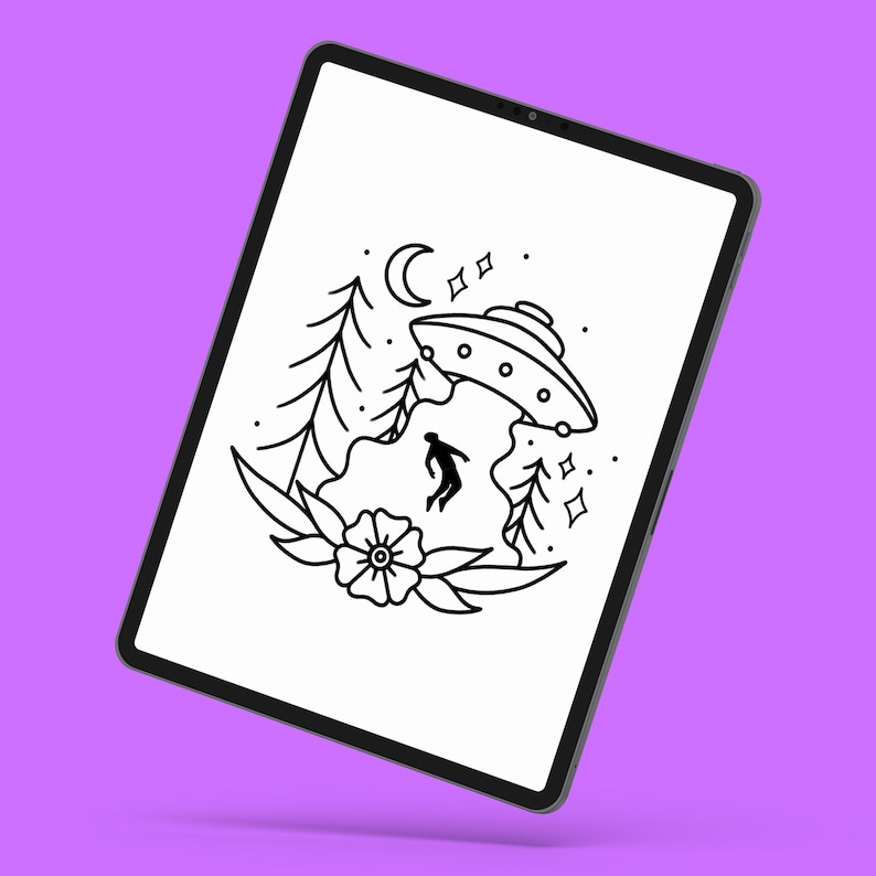 Cryptid/paranormal Tattoo Flash - Procreate Tattoo Stamp Brush Set - Etsy