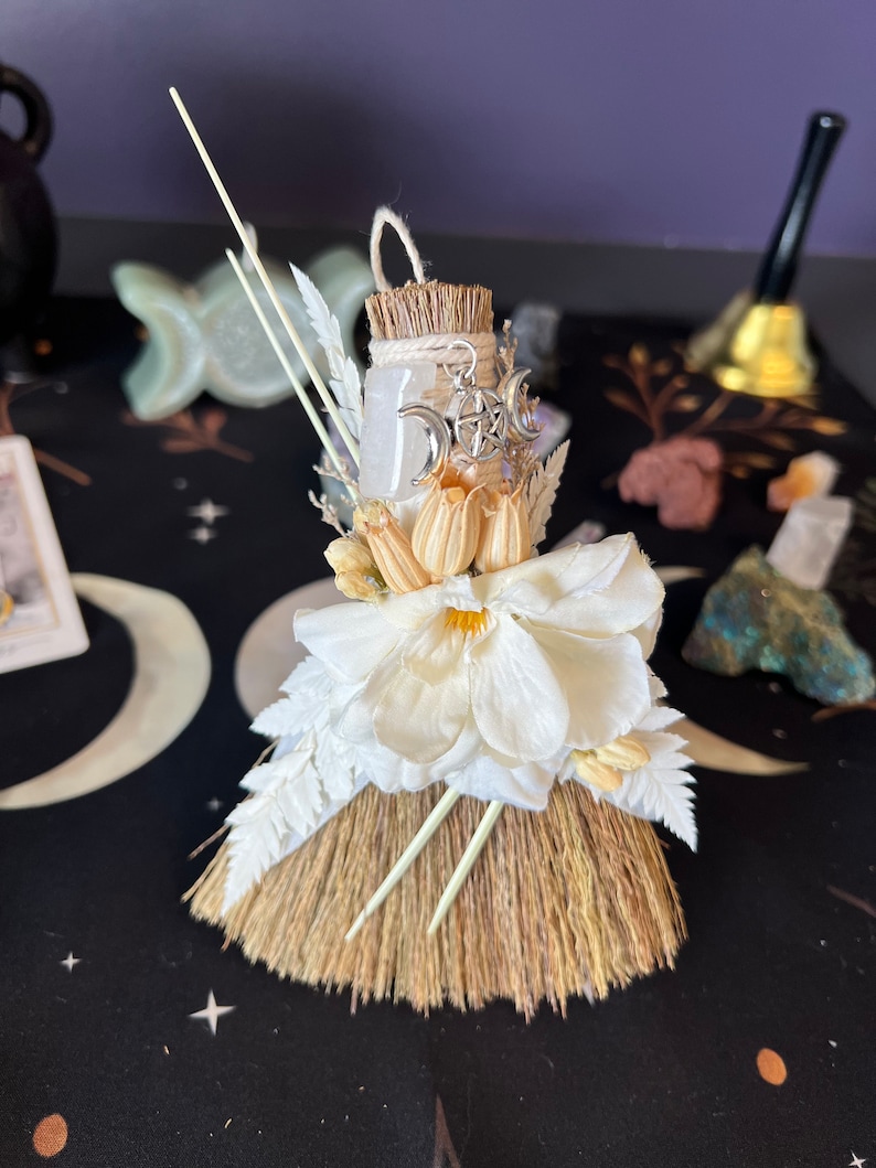 White Fairy Boho Altar Broom- Witch's Besom, Witch's Protection Altar ...