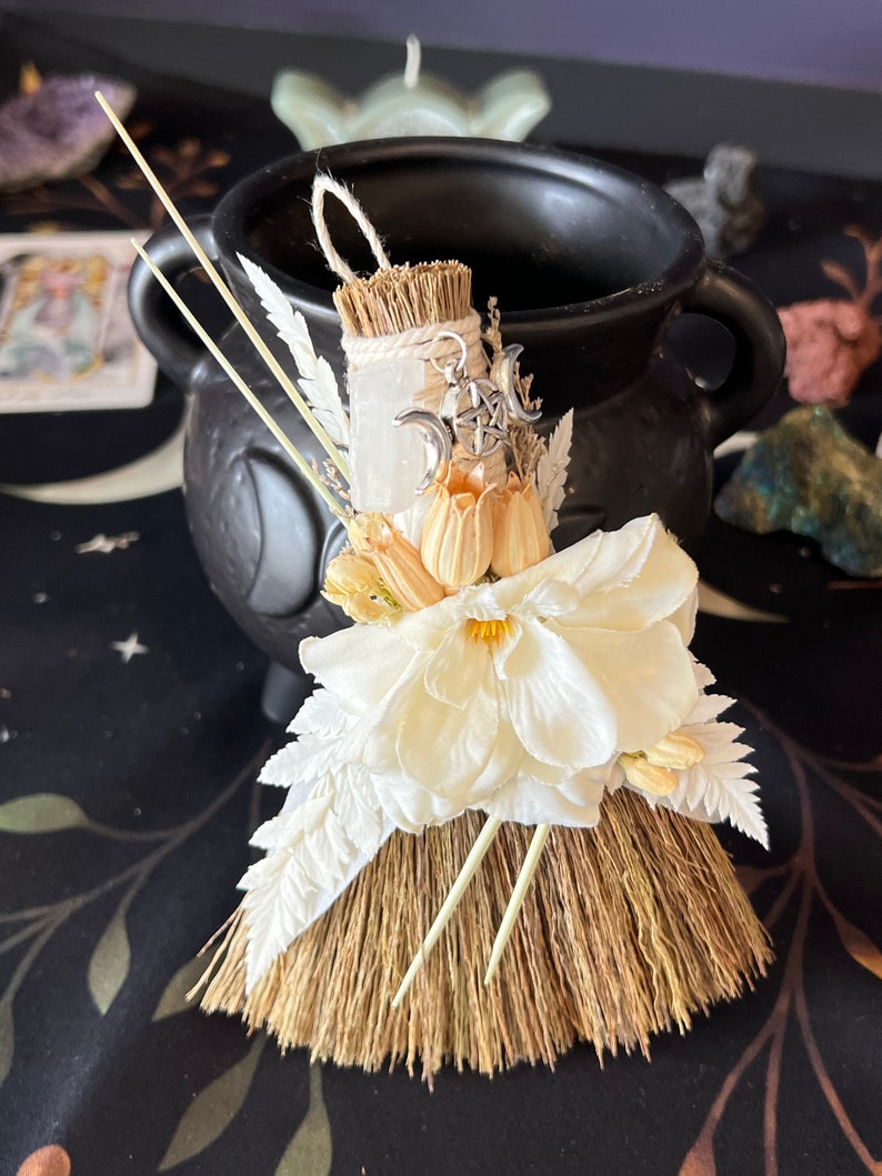 White Fairy Boho Altar Broom- Witch's Besom, Witch's Protection Altar ...