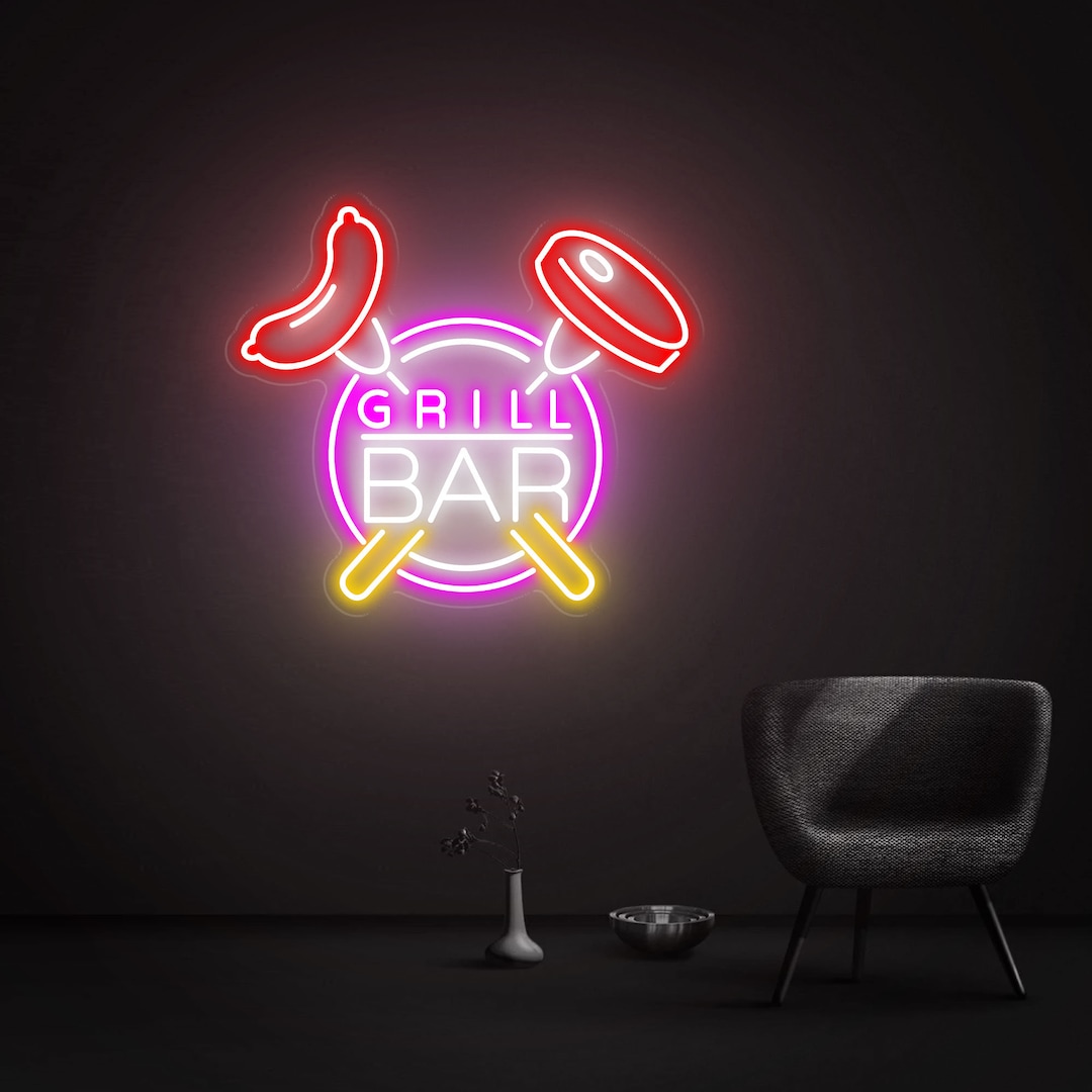 Bar Grill Neon Sign, Barbecue Neon Sign Lights Beer Bar Party Wall ...