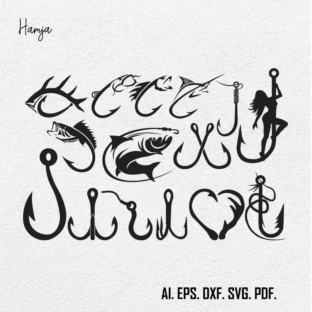 Fishing Hook SVG Crossed Fish Hooks SVG Hook SVG Bass Fishing Svg ...
