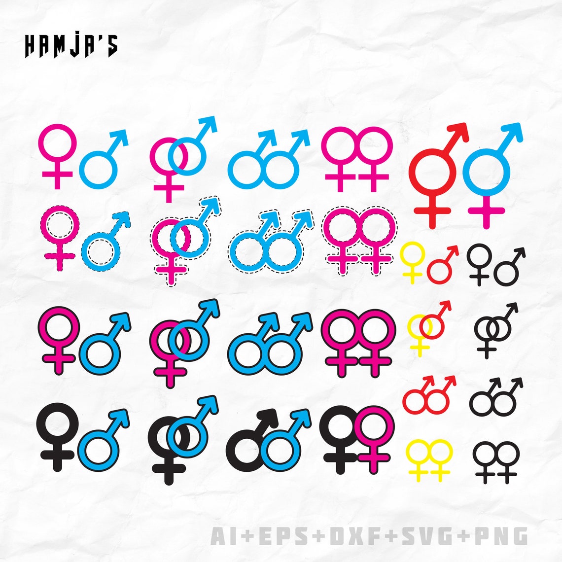 Gender Symbols Svg, Icon Svg, Symbol Svg, Male Female Symbol Svg Cut ...