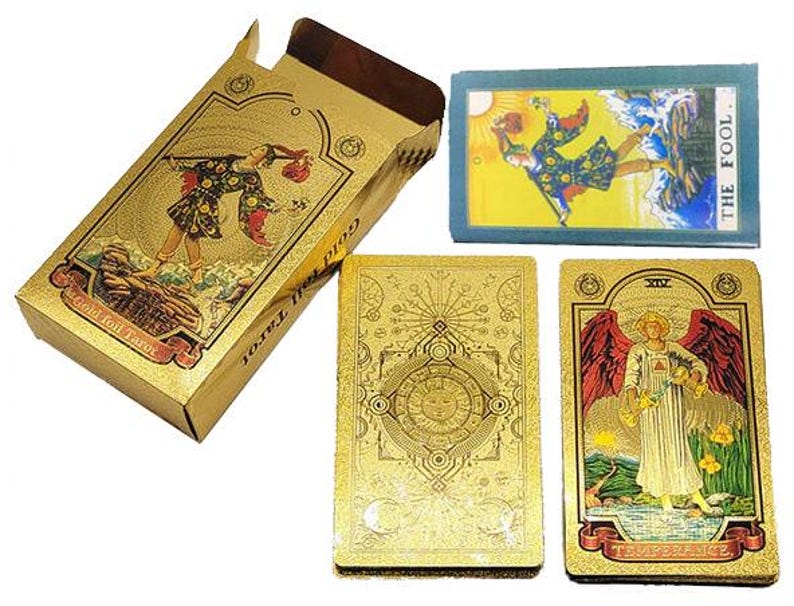 The Gold Foil Tarot Deck, Waterproof PVC, Vibrant Holographic Colors - Etsy