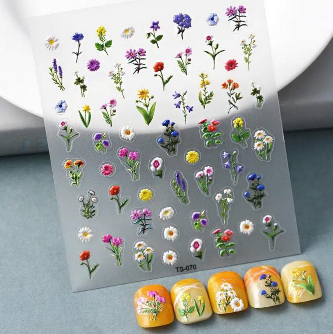 Beautiful Embossed Flower Nail Art Stickers Decals, Pink, Purple ...