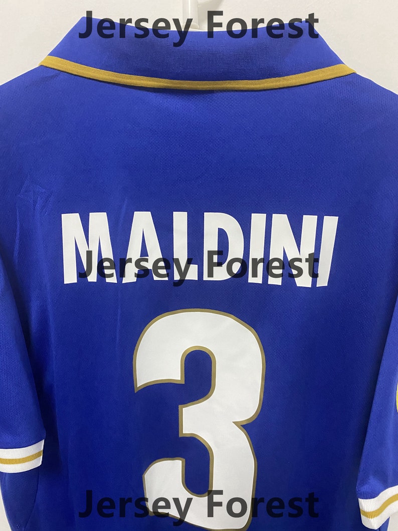 Maldini 1996 Italy National Team Home Premium Retro Jersey Short Sleeve ...