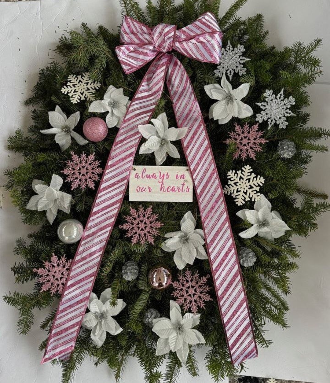 Breast Cancer Inspired Winter Grave Blanket*christmas Grave Blanket ...
