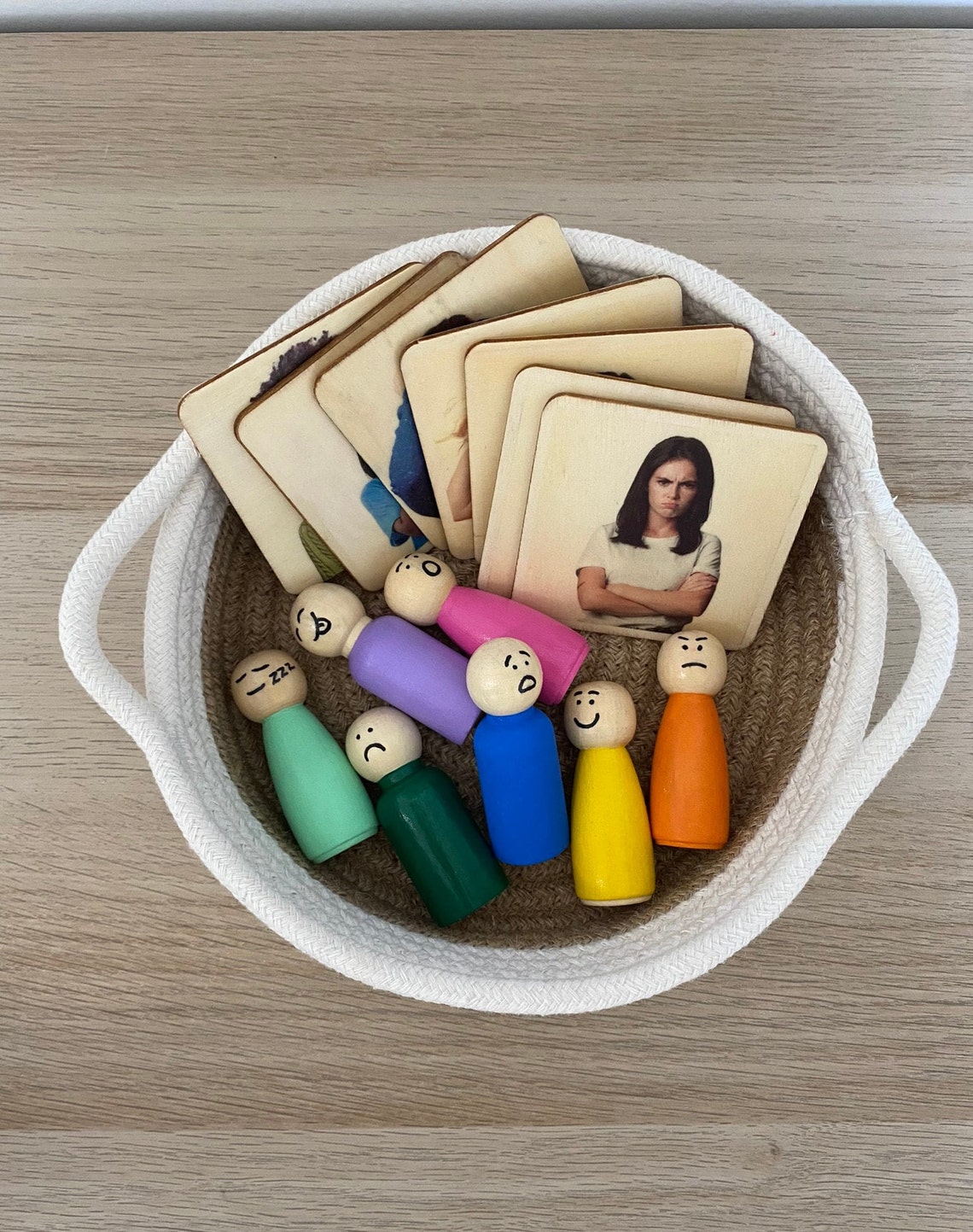 Emotions Peg People and Wooden Flashcards - Etsy