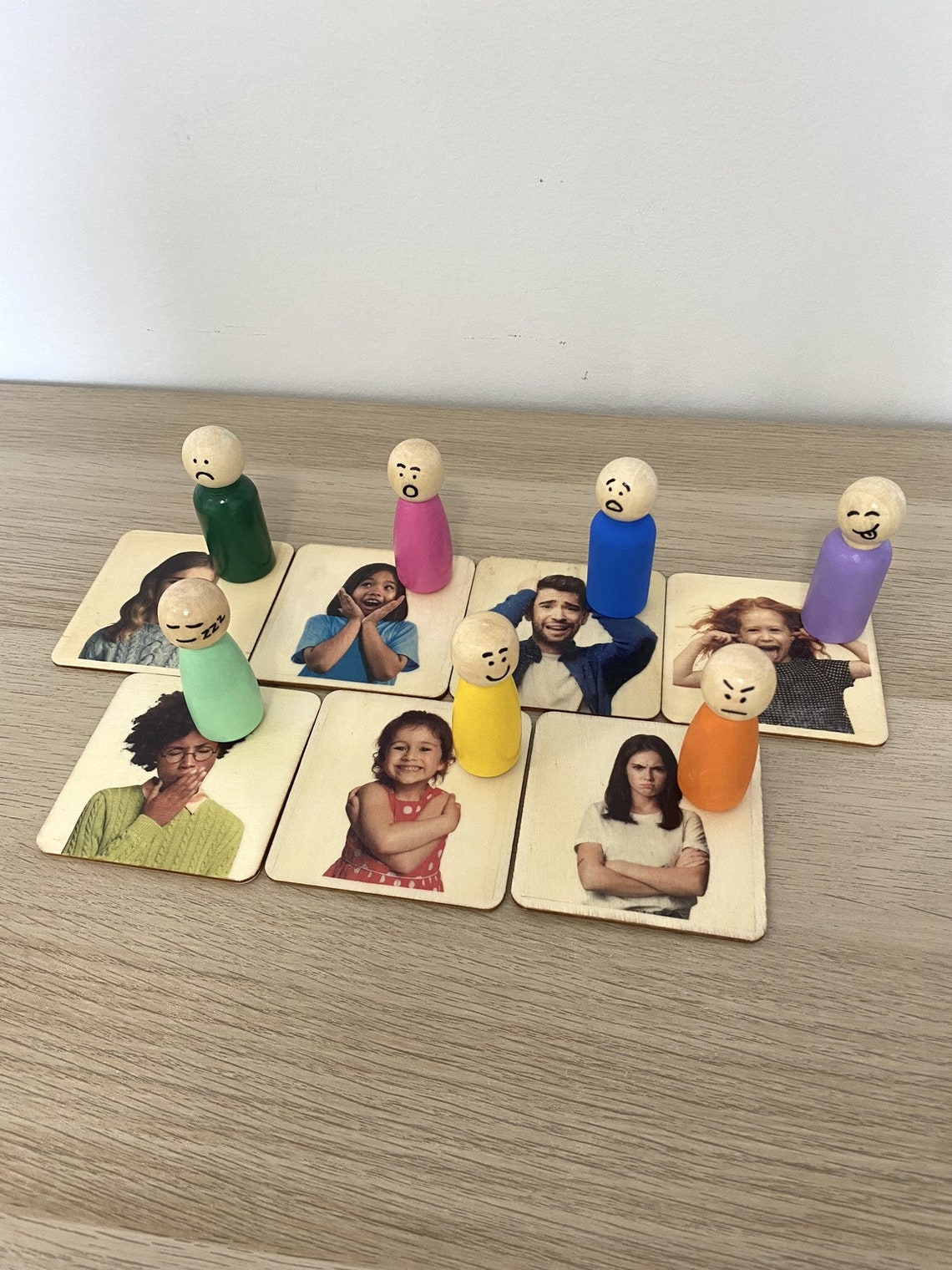 Emotions Peg People and Wooden Flashcards - Etsy