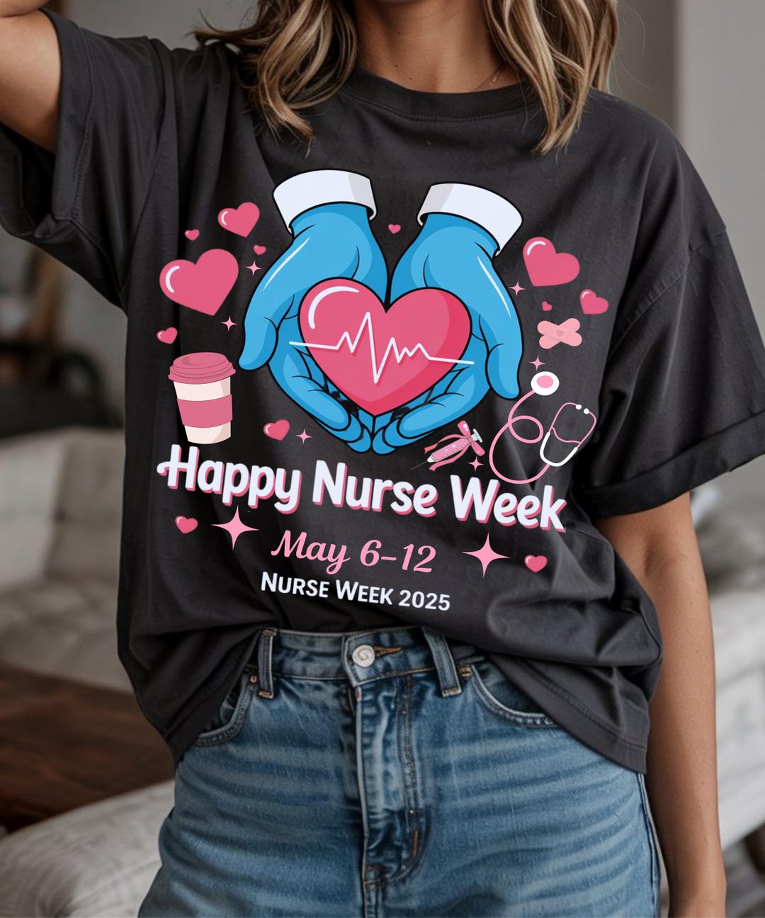 Happy Nurse Week 2025 PNG Heart in Gloves Clipart|cute Nurse ...
