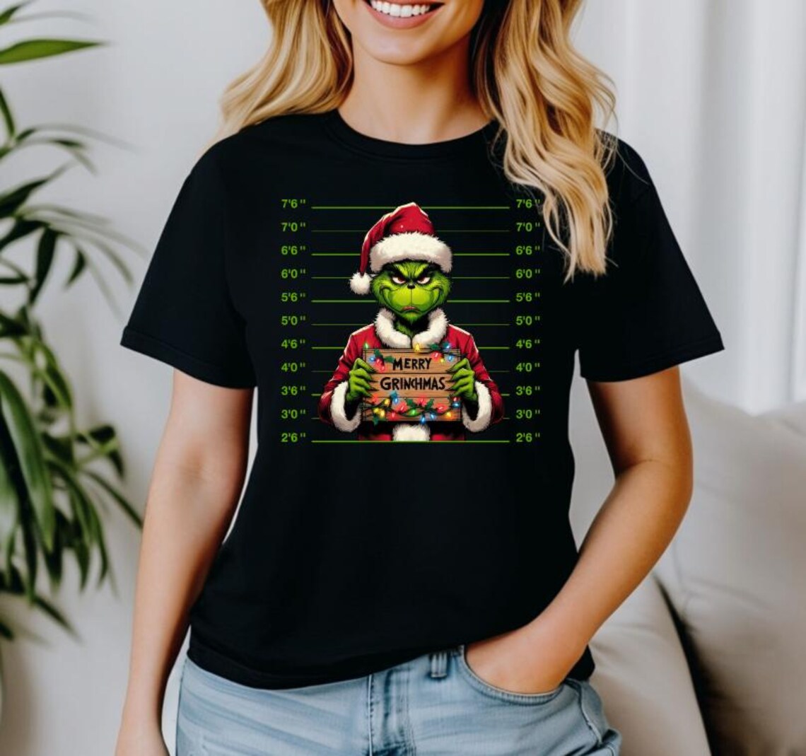 Funny Grinch Mugshot Sweater | Soft Style Christmas Shirt | Holiday ...