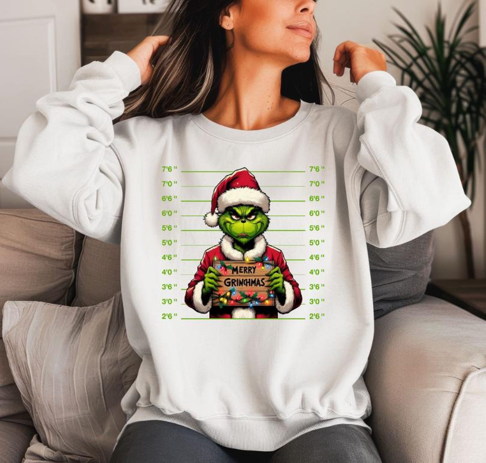 Funny Grinch Mugshot Sweater | Soft Style Christmas Shirt | Holiday ...