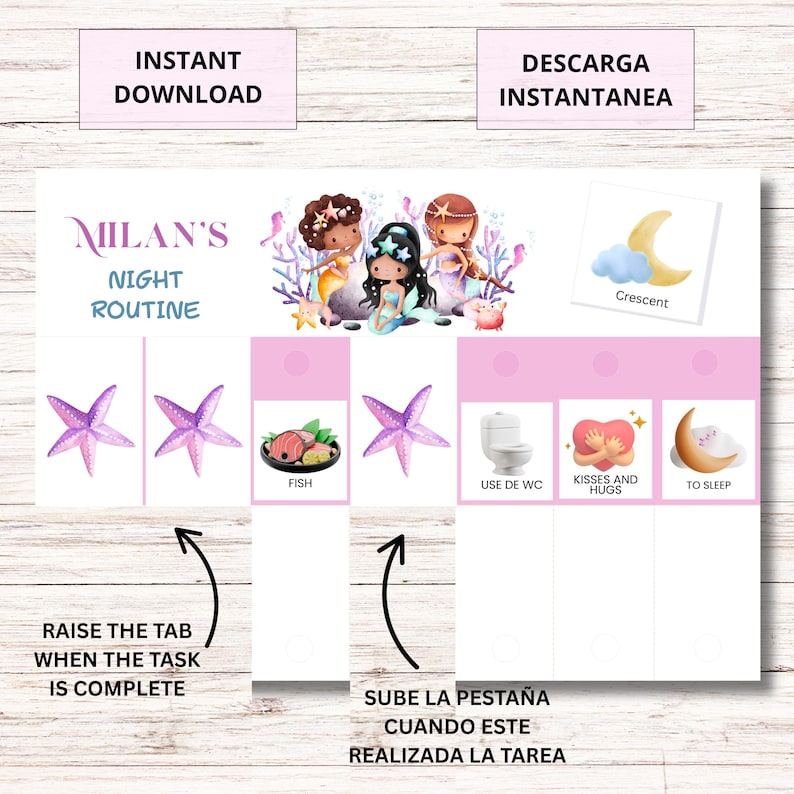 Mermaid Visual Schedule: Daily Routine Chart for Kids (printable ...