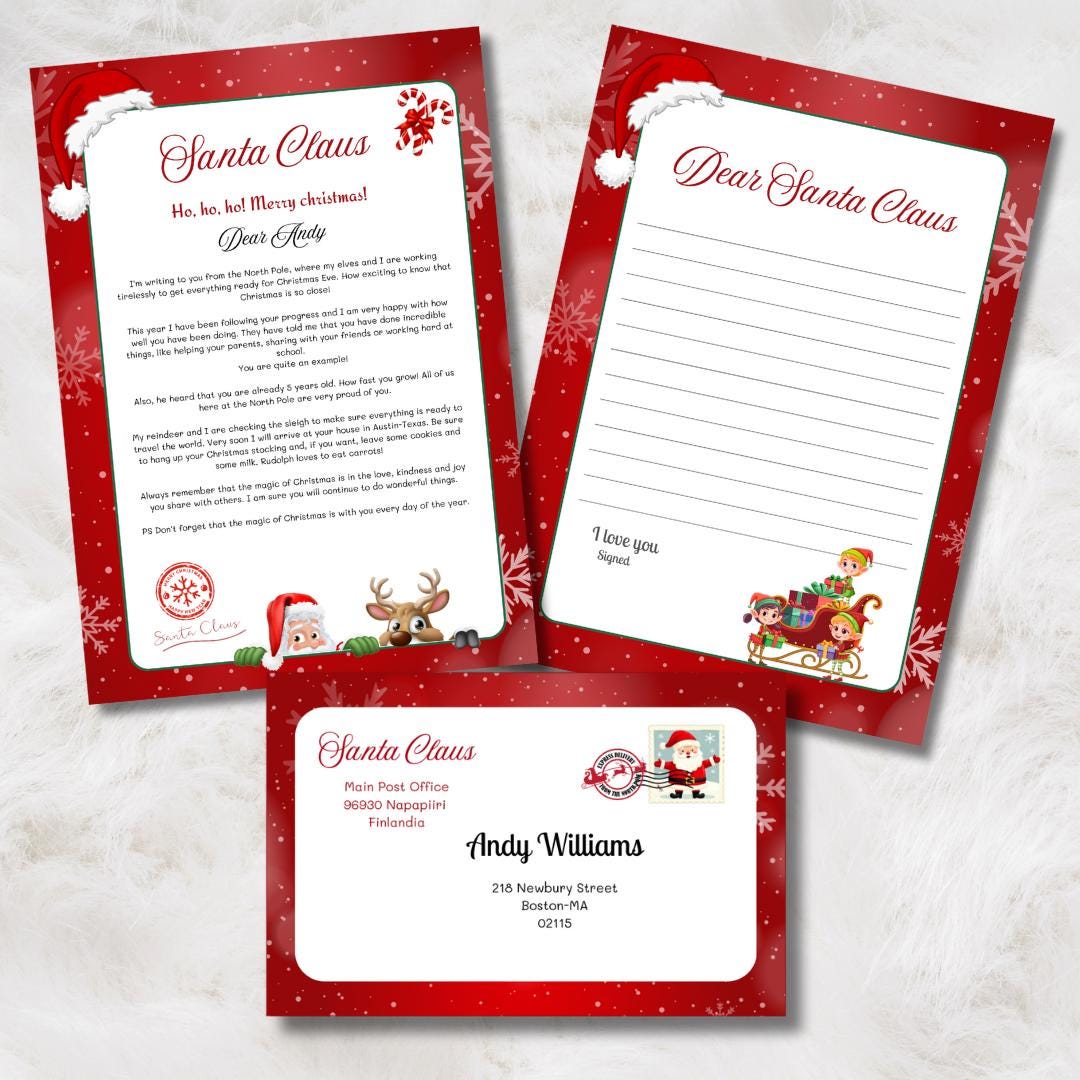 Editable Santa Claus Letter + Envelope and Letter of Wishes for ...