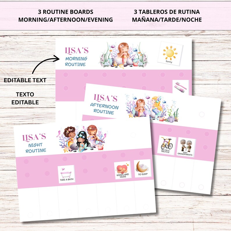 Mermaid Visual Schedule: Daily Routine Chart for Kids (printable ...