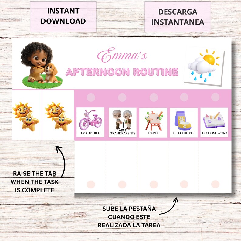Daily Routine Chart: Black Girl, Morning, Afternoon, Night (editable ...