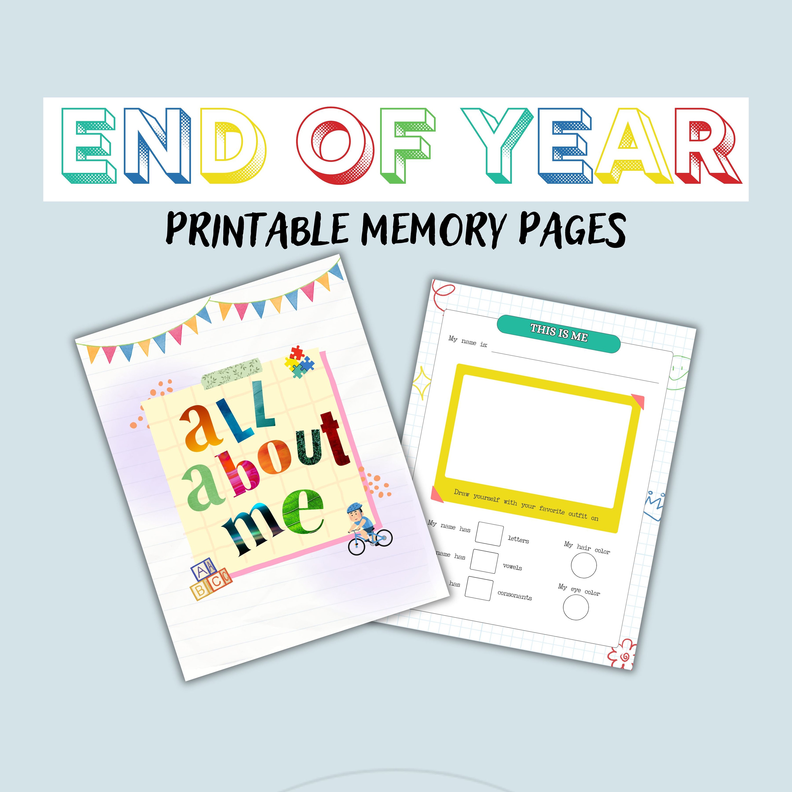 School Memory Book, Printable, Kids Journals, End of School Year ...