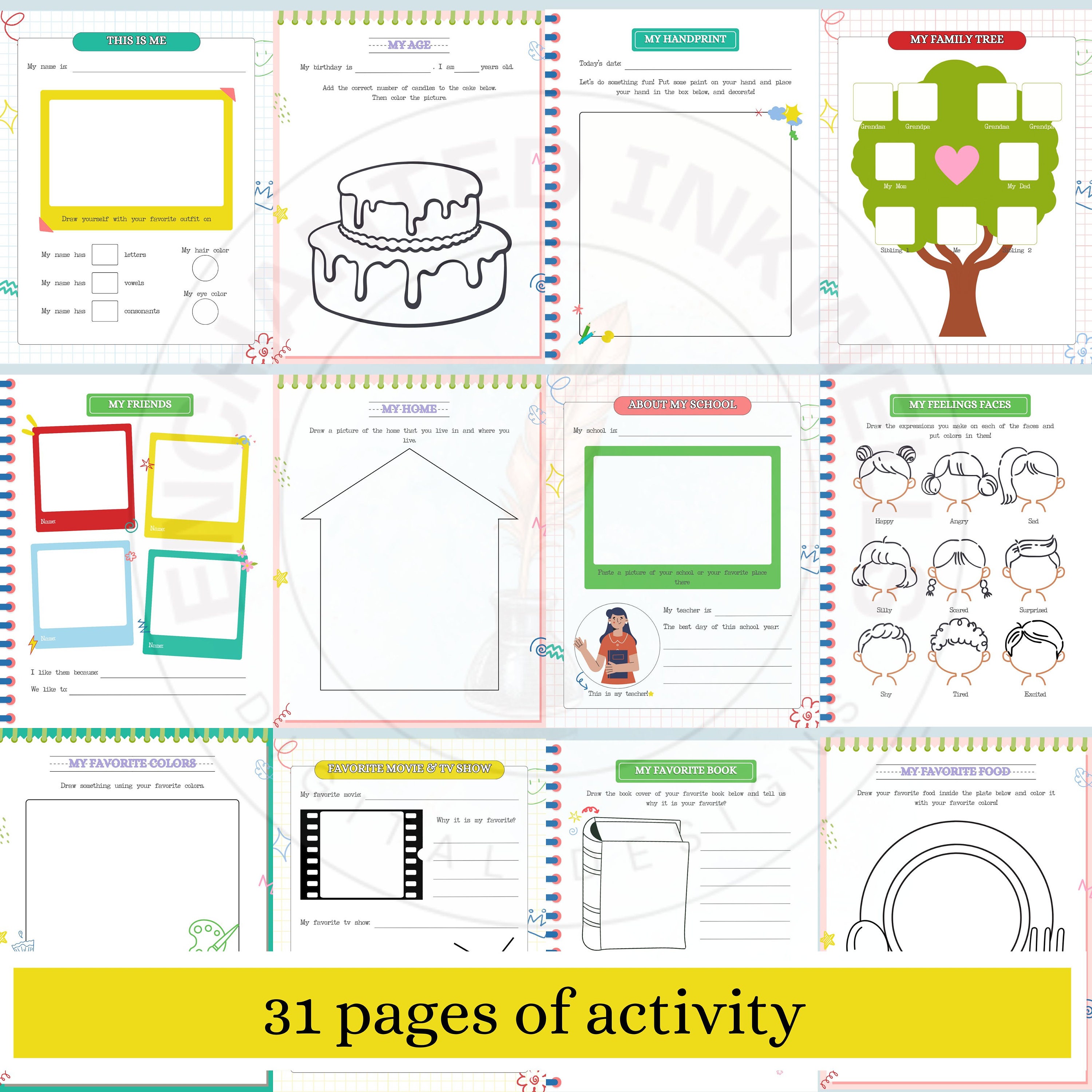 School Memory Book, Printable, Kids Journals, End of School Year ...