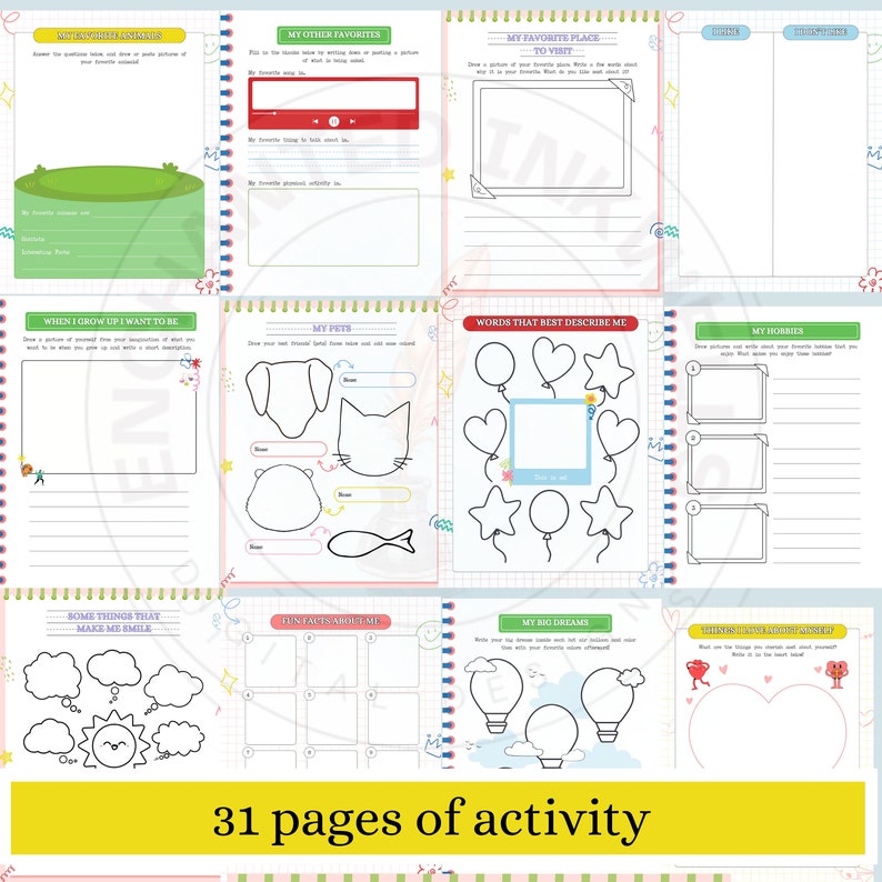 School Memory Book, Printable, Kids Journals, End of School Year ...