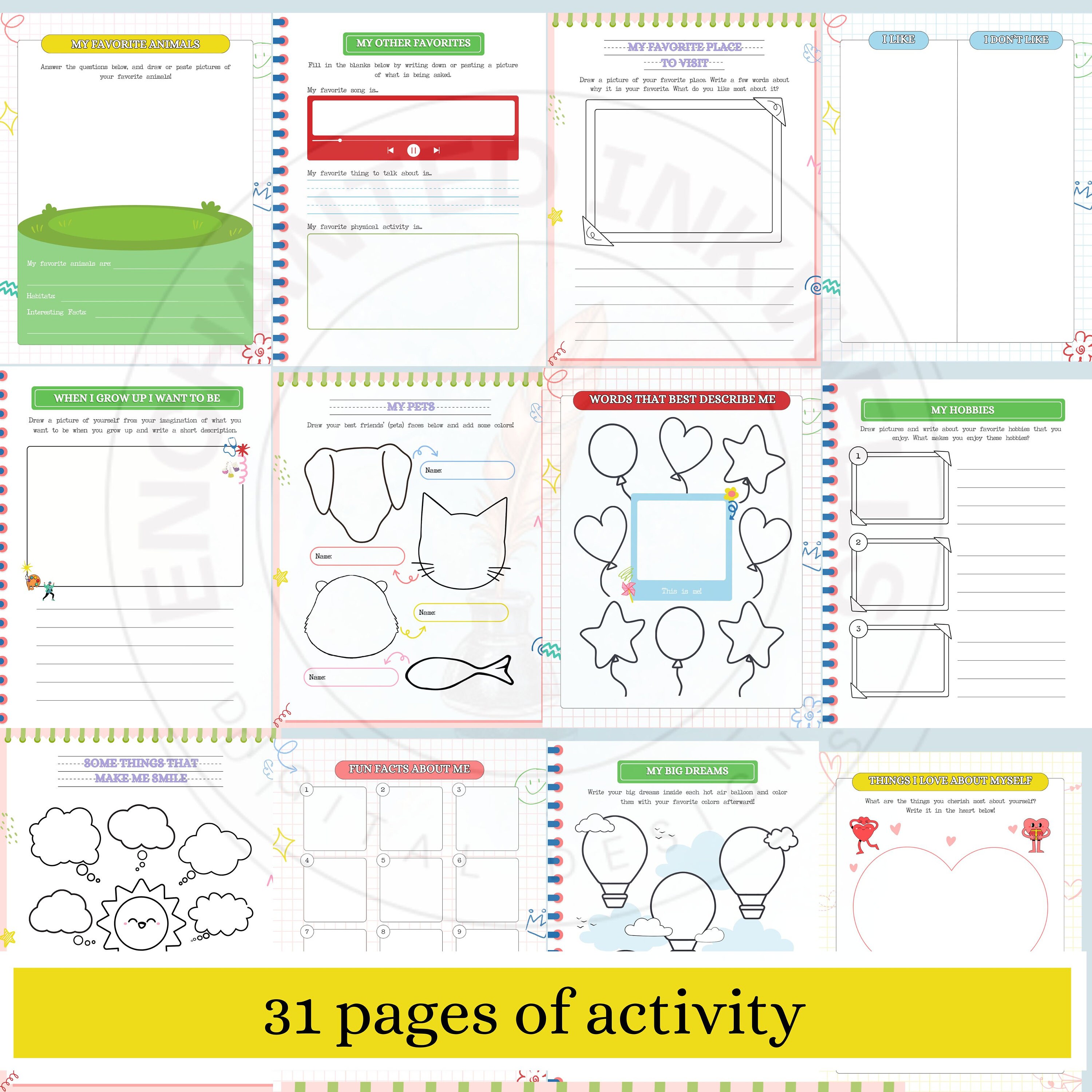 School Memory Book, Printable, Kids Journals, End of School Year ...