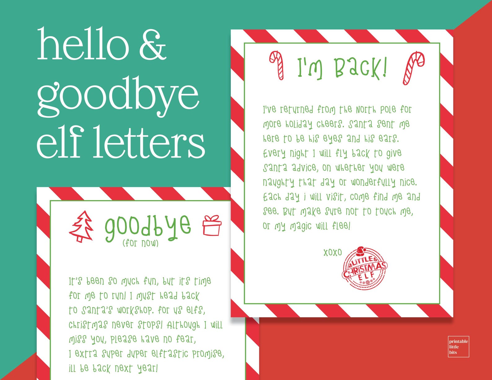 Elf Hello & Goodbye Letters - DIGITAL DOWNLOAD ONLY - Etsy