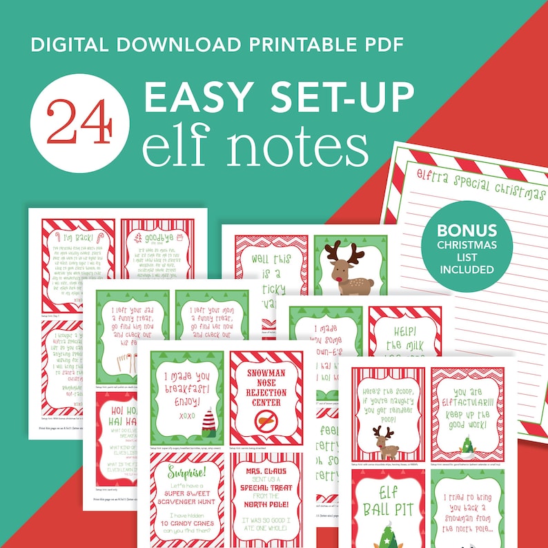 QUICK EASY Setup Elf Notes - Digital Download Printable PDF - Etsy