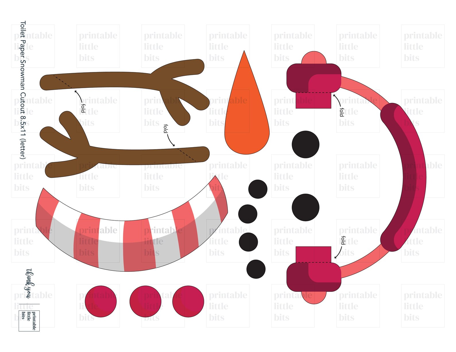 Elf - Snowman Cutouts - Digital Download Printable PDF. CRICUT PNG ...