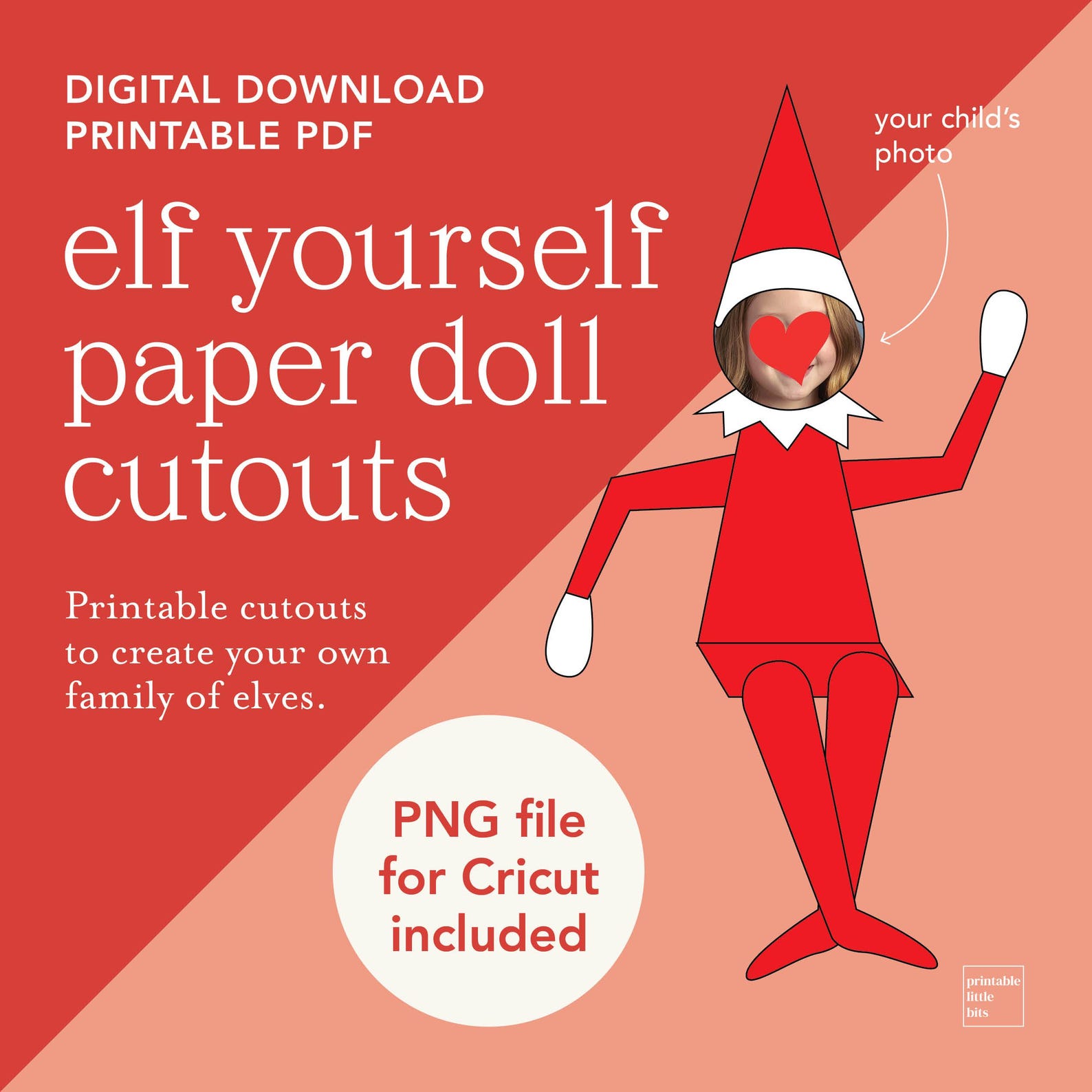 Elf Yourself - Elf Paper Doll Cutout - DIGITAL DOWNLOAD - Cricut PNG ...