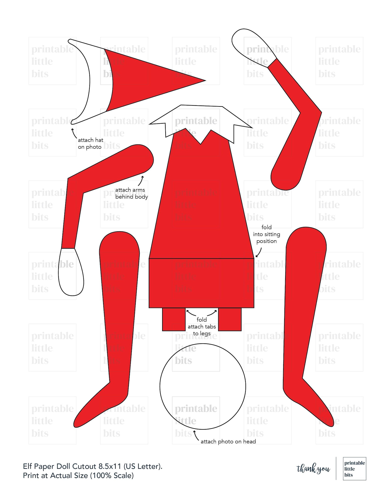 Elf Yourself - Elf Paper Doll Cutout - DIGITAL DOWNLOAD - Cricut PNG ...