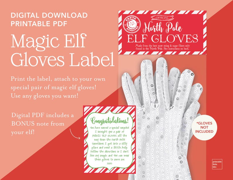 Magic ELF Gloves Label Only - PRINTABLE ONLY - Etsy