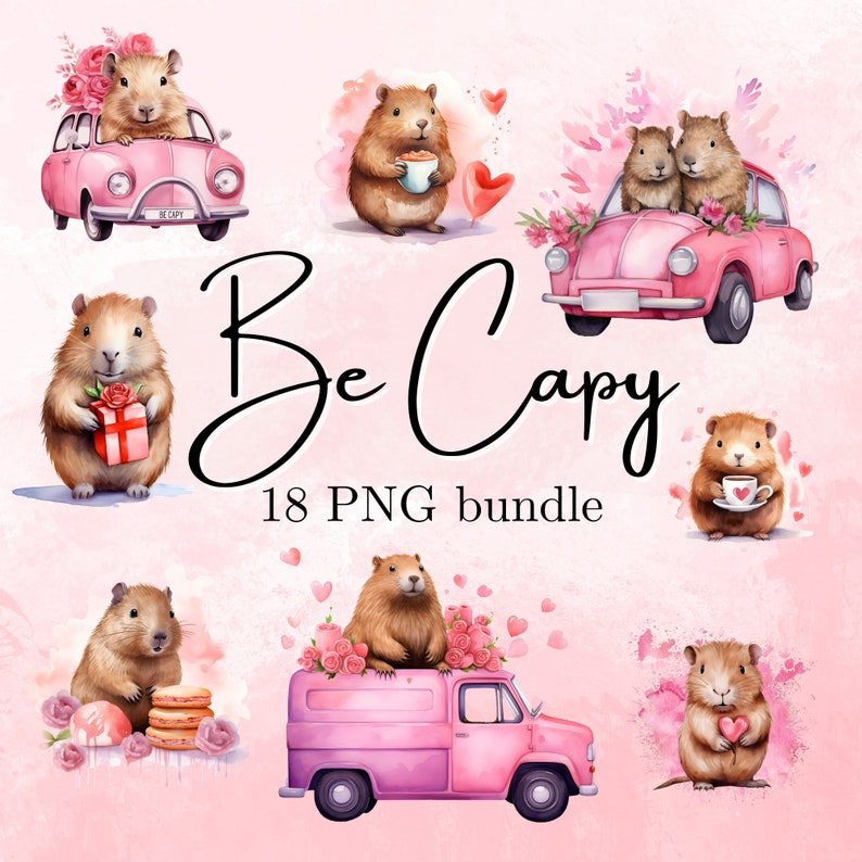Be Capy, Carpincho adorable de moda, acuarela de imágenes prediseñadas ...