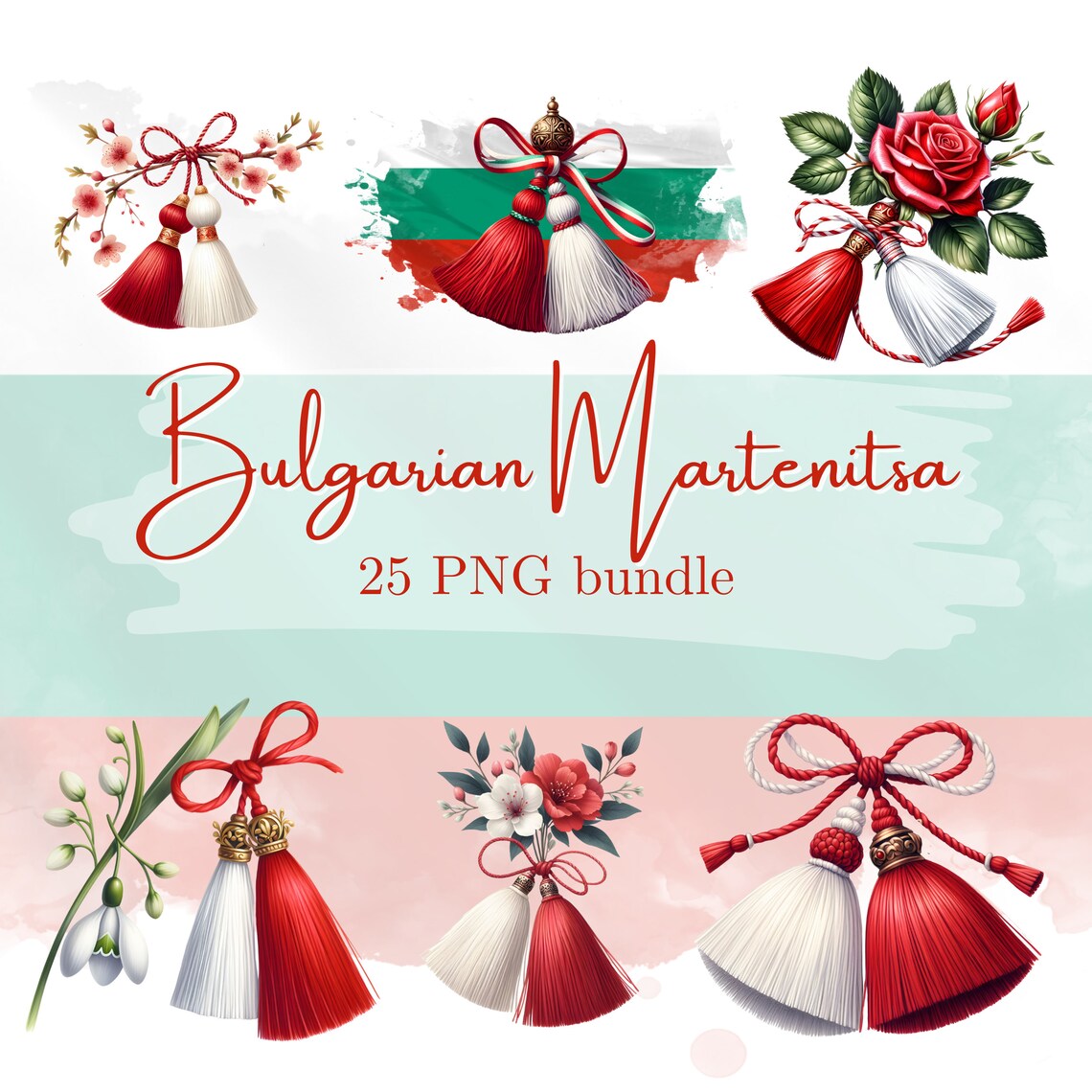 Watercolor Bulgarian Clipart,bulgarian Martenica,martenitsa, Bulgarian ...