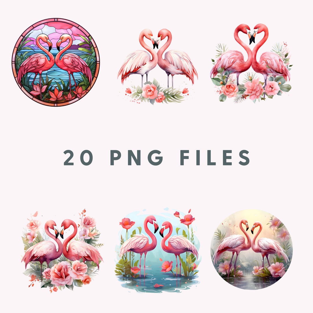 Adorable Flamingo Valentine's Day,instant Download, Digital Art for DIY ...