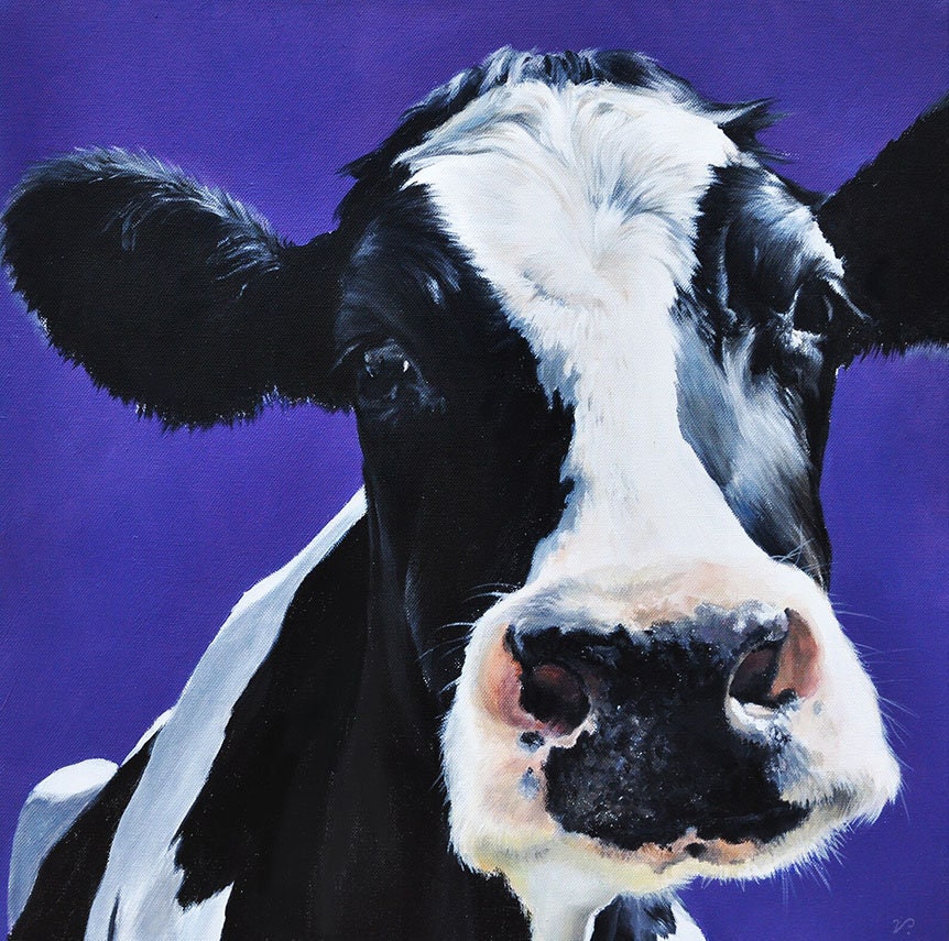 Nosey Cow, Black & White Friesian Cow Print, Limited Edition Art - Etsy
