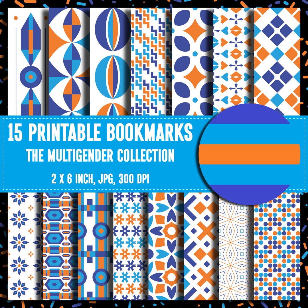 15 Minimalist Multigender Pride Flag Printable Bookmarks Printable 2x6 ...