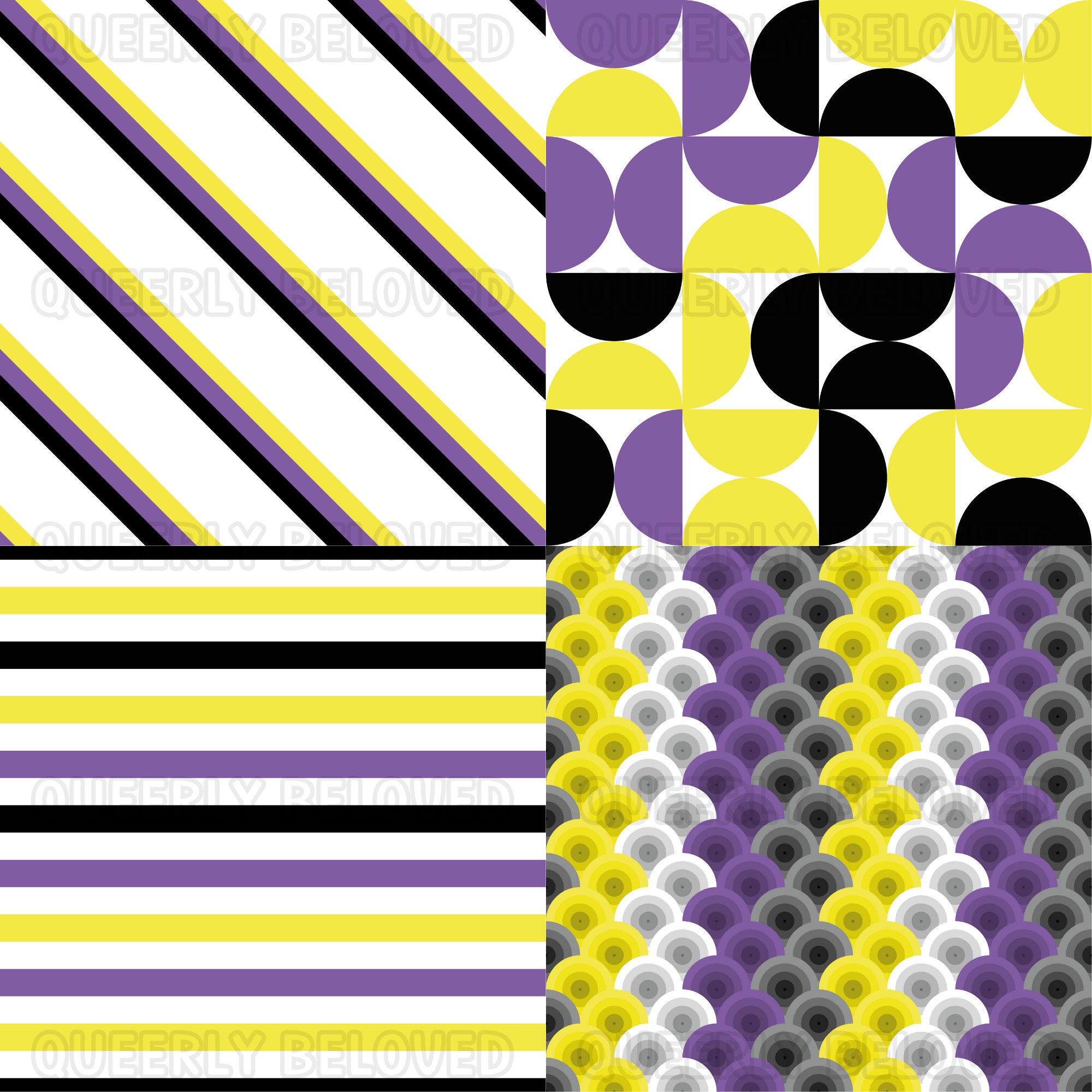 Nonbinary Pride Digital Paper Pack: 12 Unique Patterns, 35 Cm, 300 DPI ...