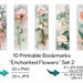 Set of 10 Printable Bookmarks Flowers, Gift for Readers, Digital ...