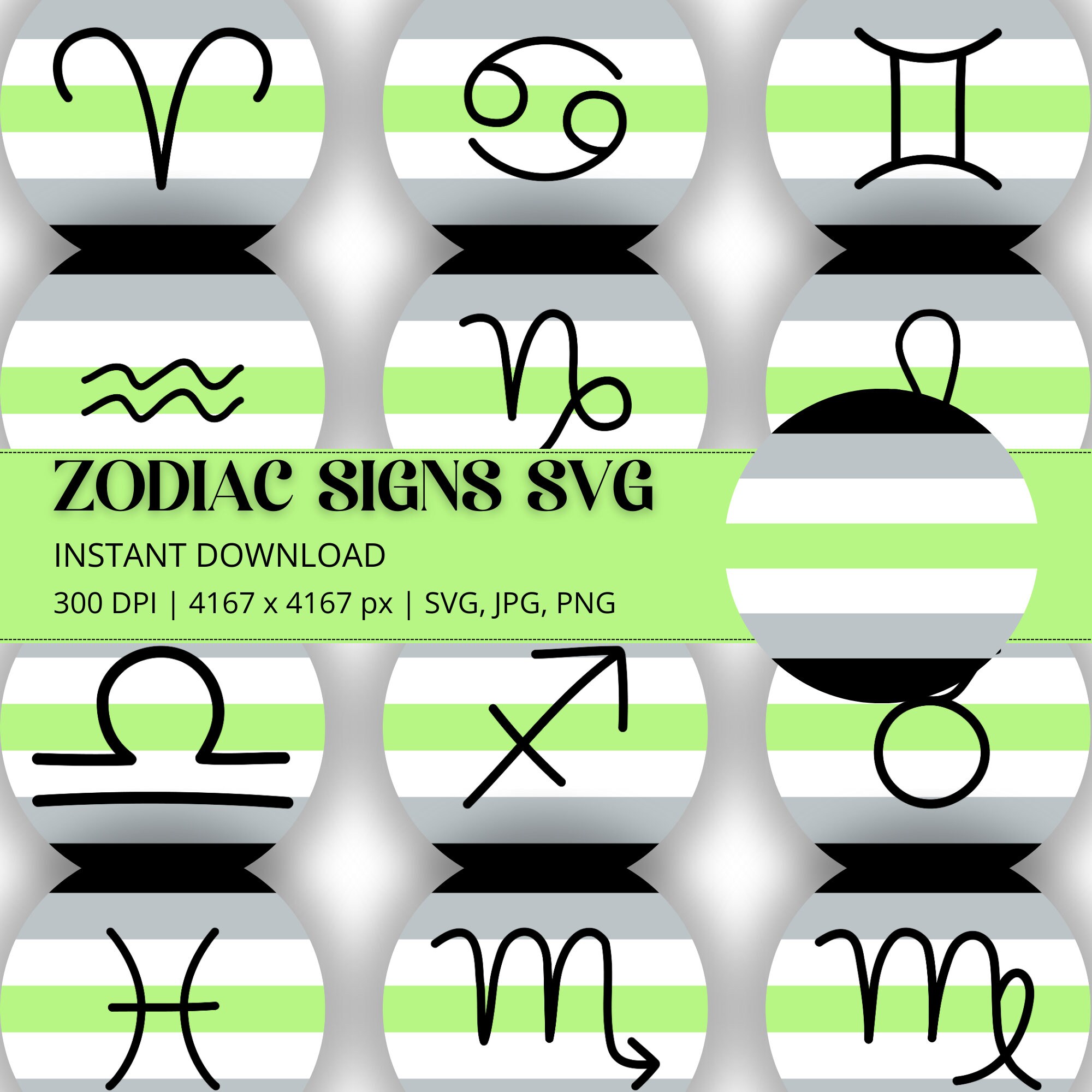Agender Pride Flag Zodiac Sign Round SVG Symbols, 300ppi, for DIY ...