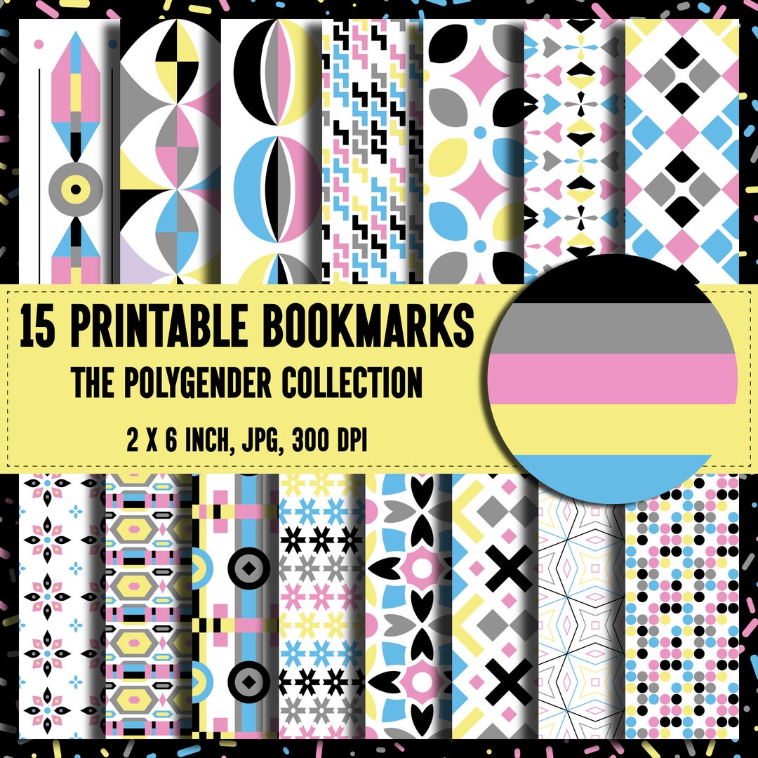 15 Minimalist Polygender Pride Flag Printable Bookmarks Printable 2x6 ...