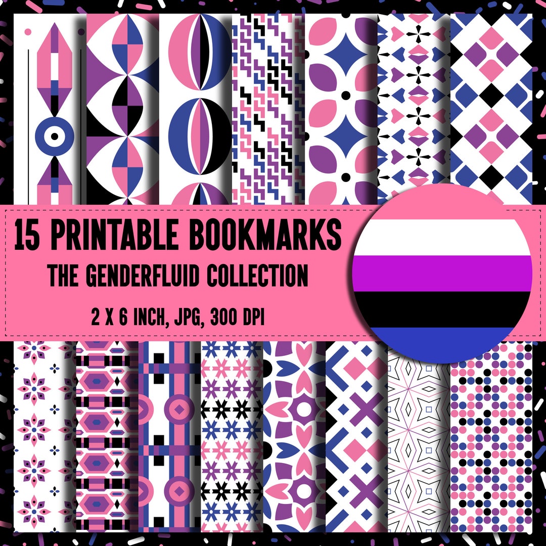 15 Minimalist Genderfluid Pride Flag Printable Bookmarks Printable 2x6 ...