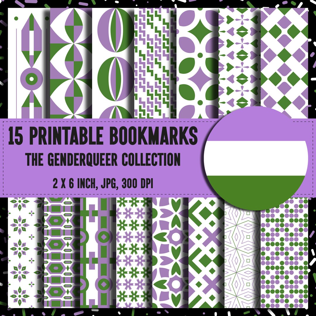 15 Minimalist Genderqueer Pride Flag Printable Bookmarks Printable 2x6 ...
