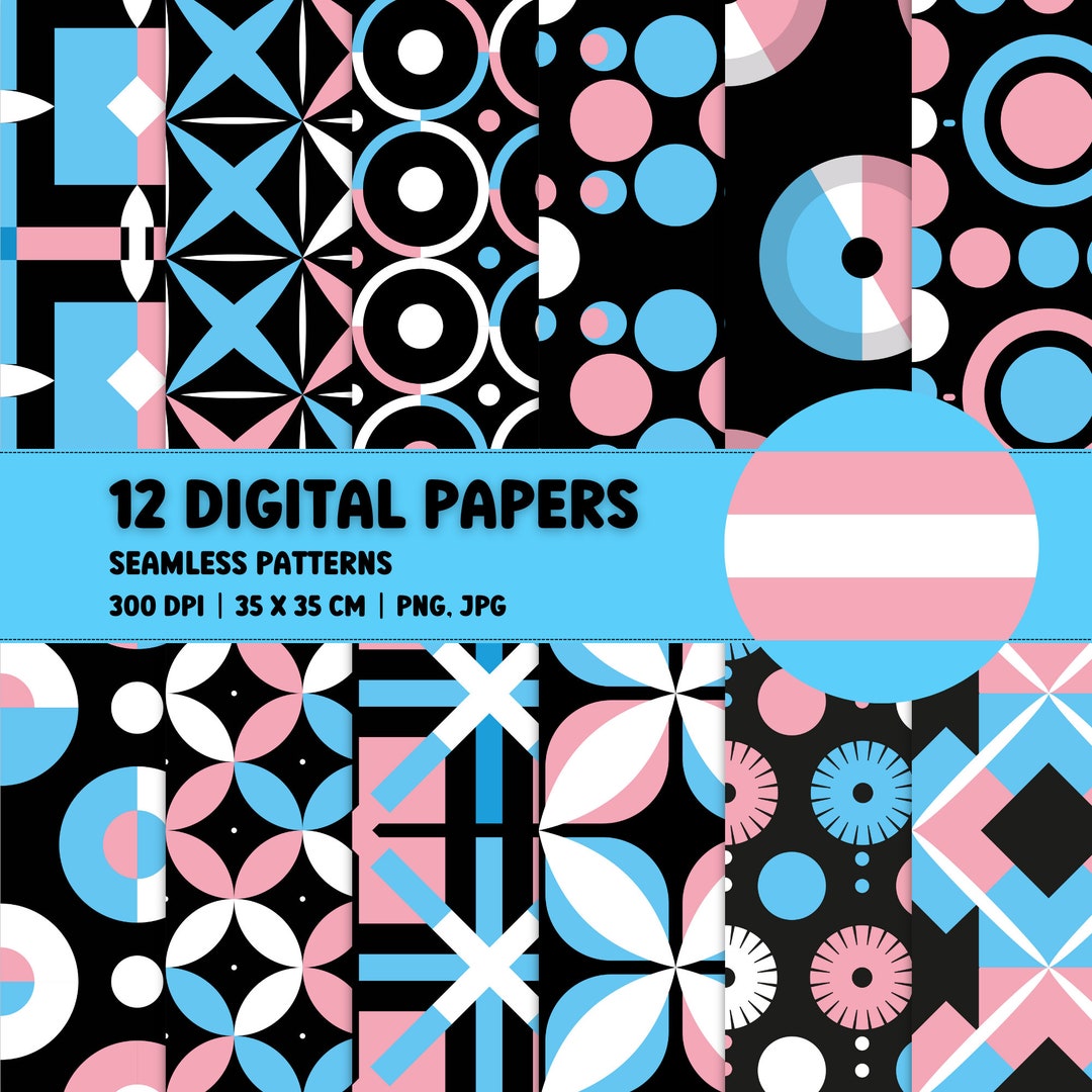 Transsexual Pride Digital Paper Pack: 12 Inspiring Patterns, 35 Cm, 300 ...