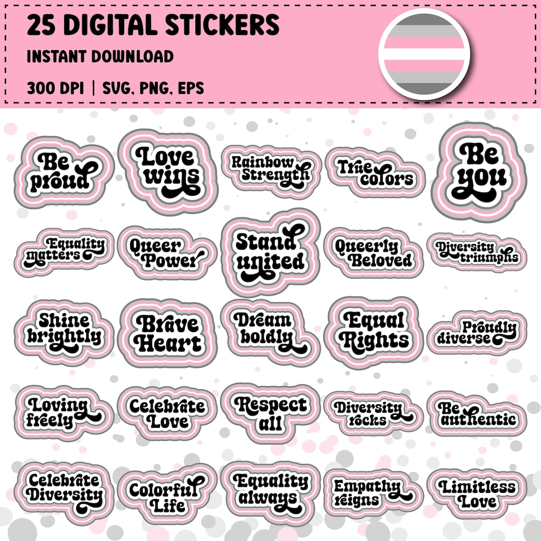 Demigirl Pride Sticker Instant Download 25 Inspirational Designs in PNG ...